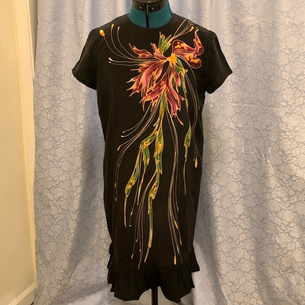 Vintage Yolanda Lorente Silk Flower Hand-Painted Shif… - Gem